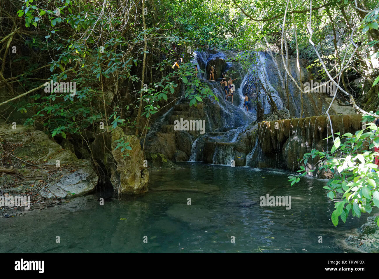 Moyo Island, Indonesia. 21st May, 2019. Sangalo waterfalls on Moyo ...
