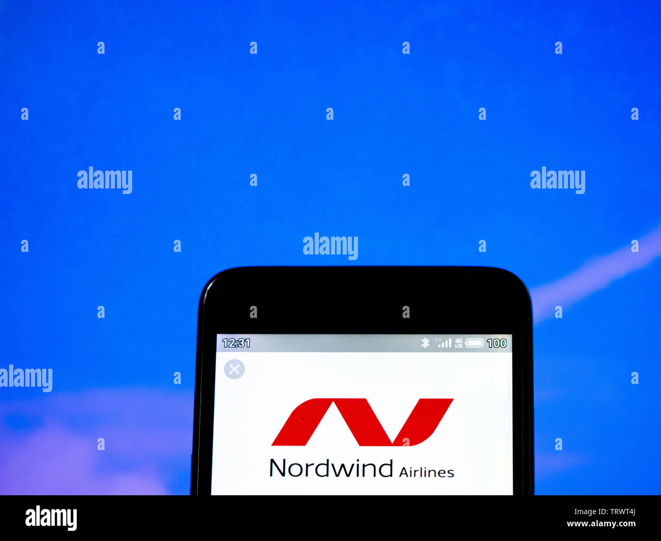 In this photo illustration the Nordwind Airlines logo is seen displayed ...