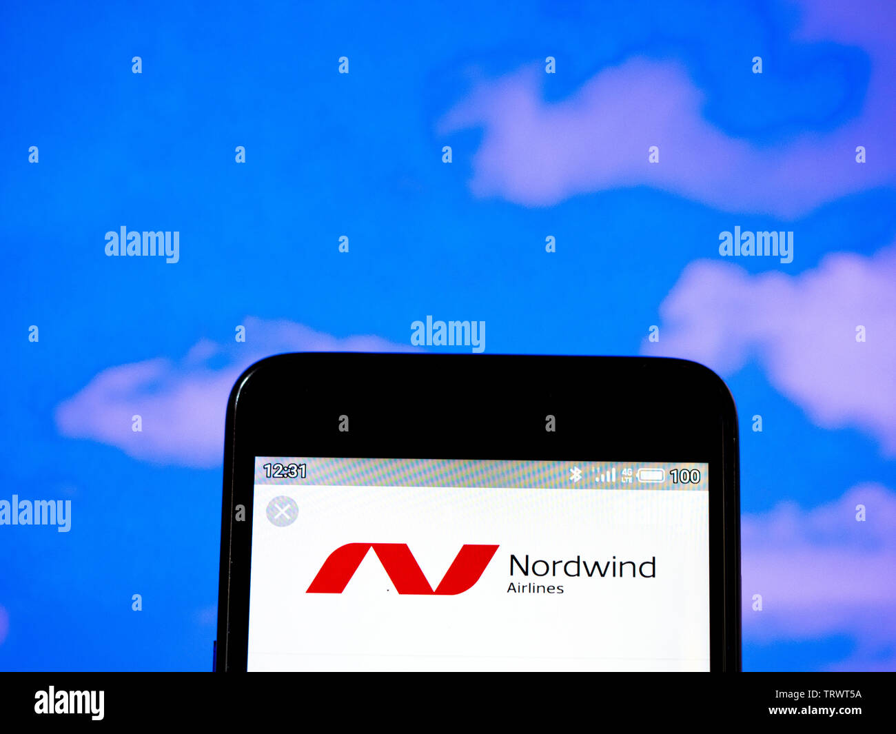 In this photo illustration the Nordwind Airlines logo is seen displayed ...