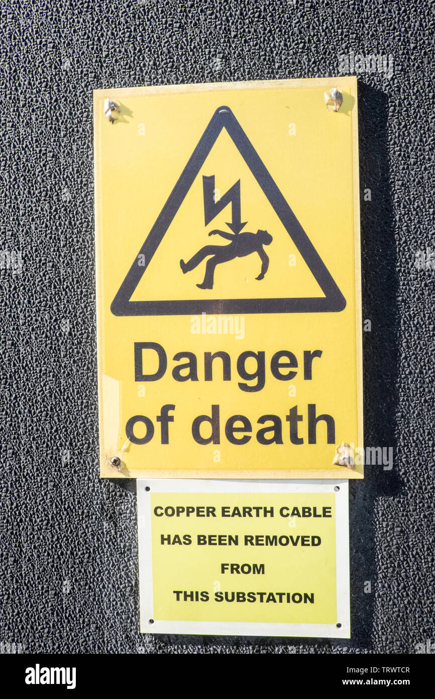 Danger of death,electrocution,death,electricity,warning,sign,power ...