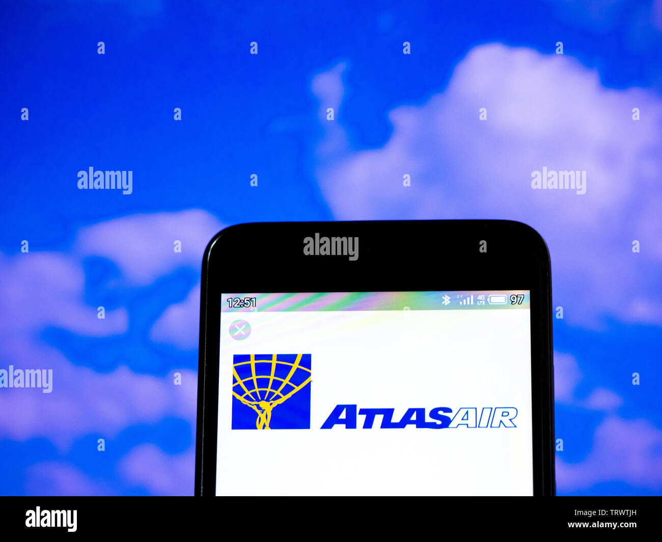 In this photo illustration the Atlas Air logo is seen displayed on a ...