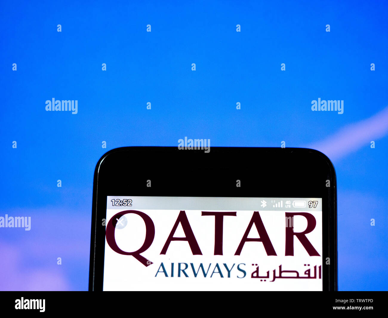 In this photo illustration the Qatar Airways Company Q.C.S.C. operating ...