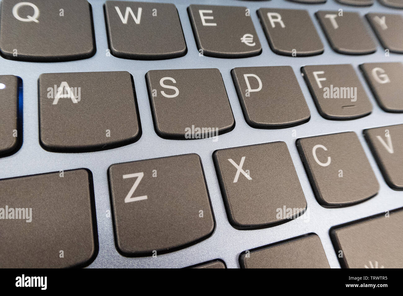Close-up detail of a QWERTY keyboard of a laptop PC, still life of ...