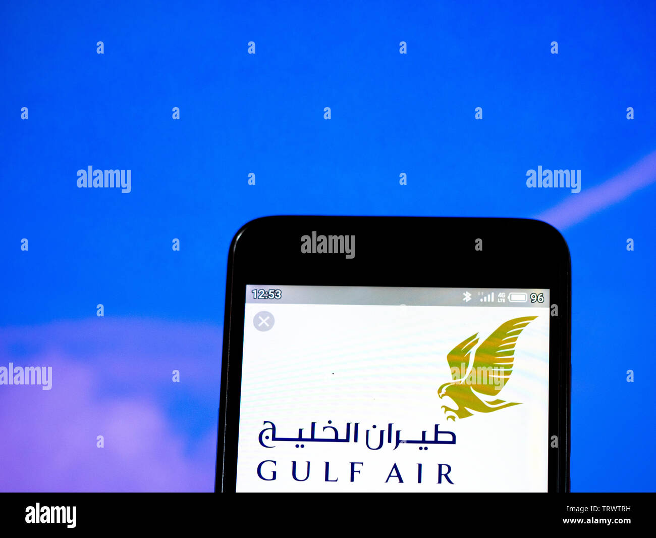 In this photo illustration the Gulf Air logo is seen displayed on a ...