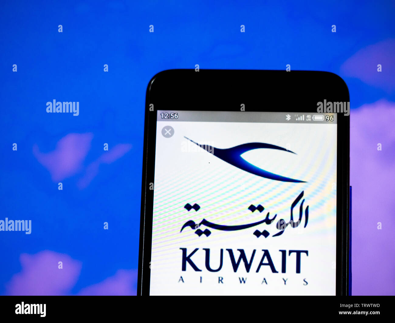 In this photo illustration the Kuwait Airways logo is seen displayed on ...