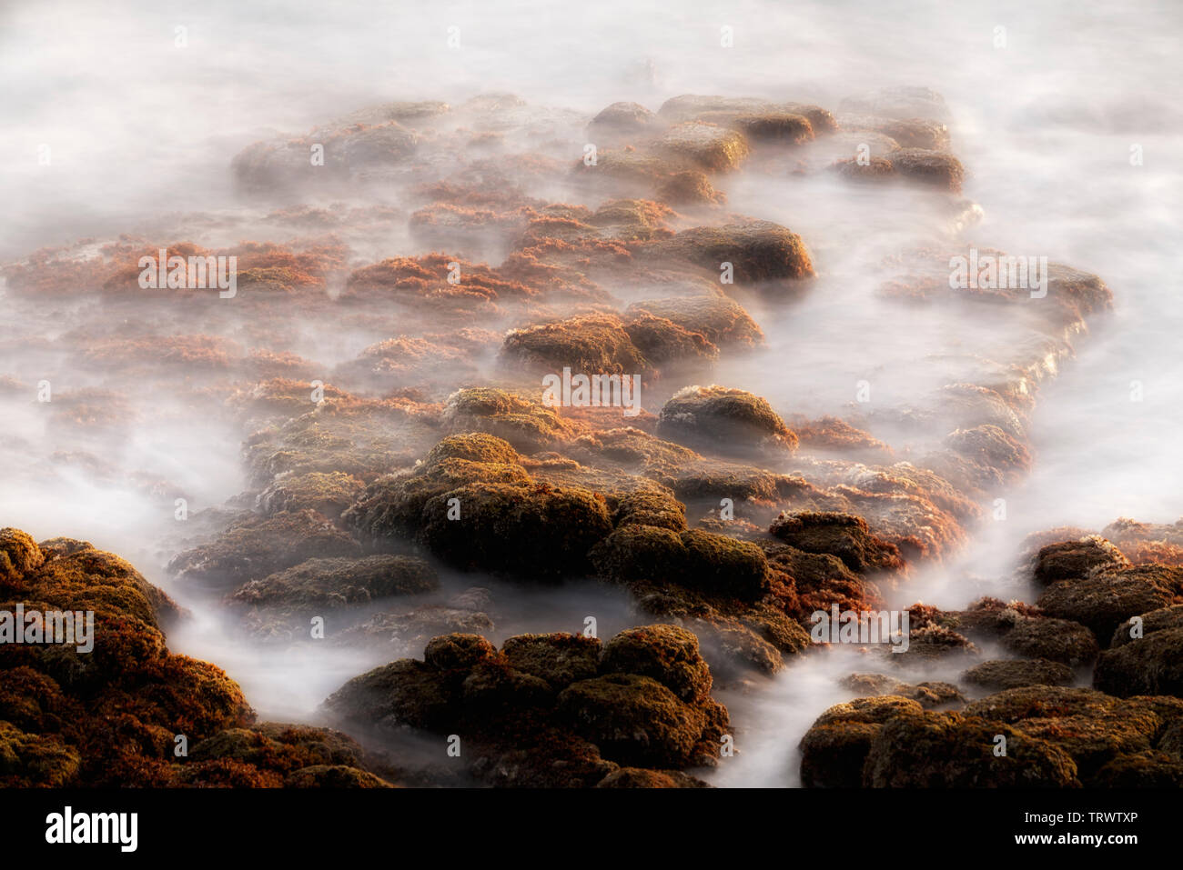 Ocean waves cover rocks. Poipu, Kauai, Hawaii Stock Photo - Alamy