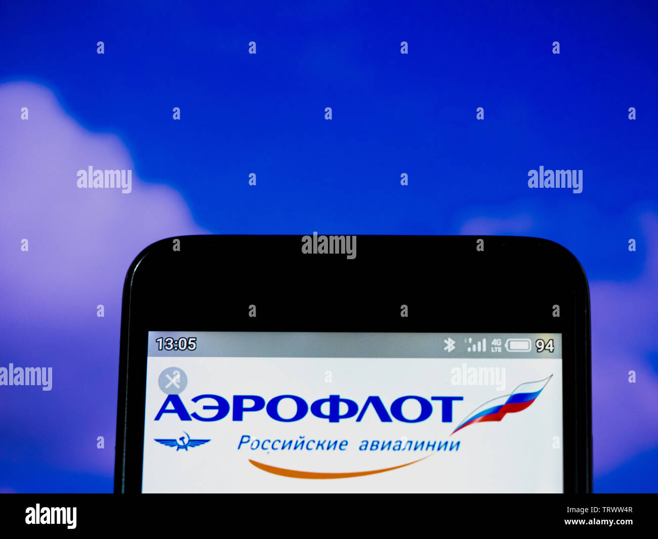 In this photo illustration the Aeroflot—Russian Airlines logo is seen ...