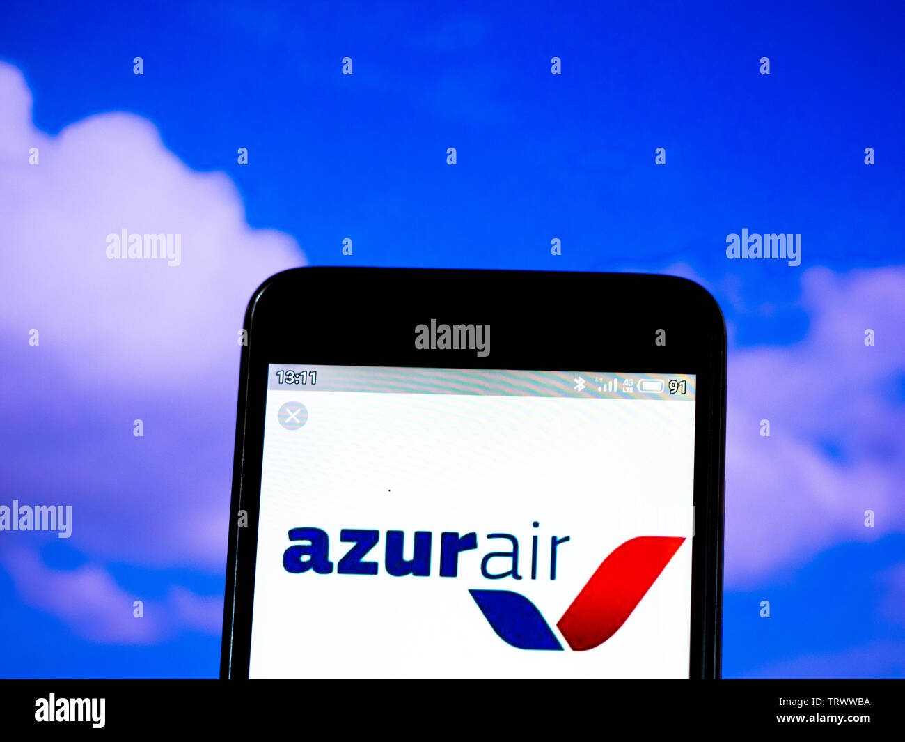 In this photo illustration the AZUR air logo is seen displayed on a ...
