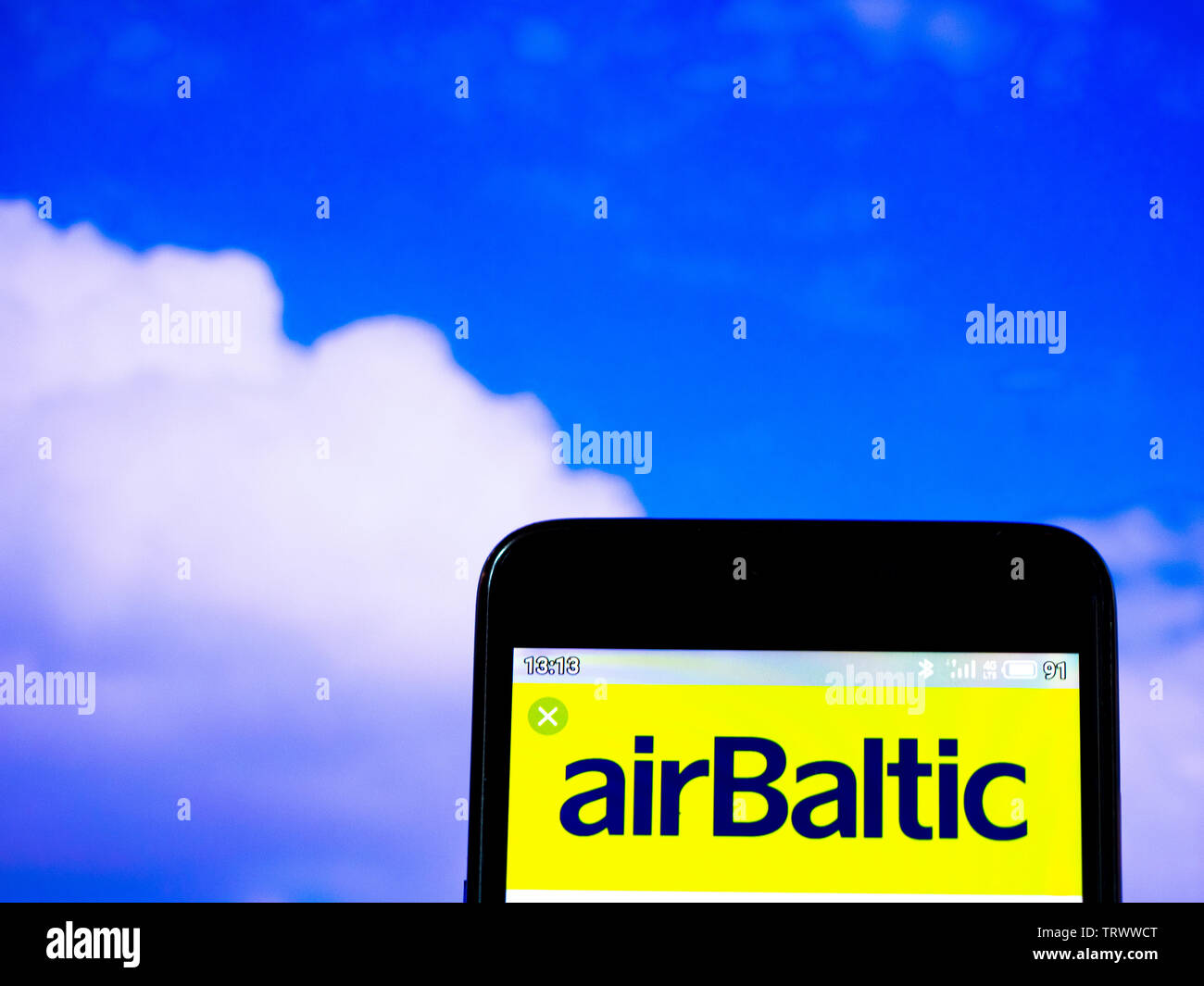 In this photo illustration the airBaltic logo is seen displayed on a ...