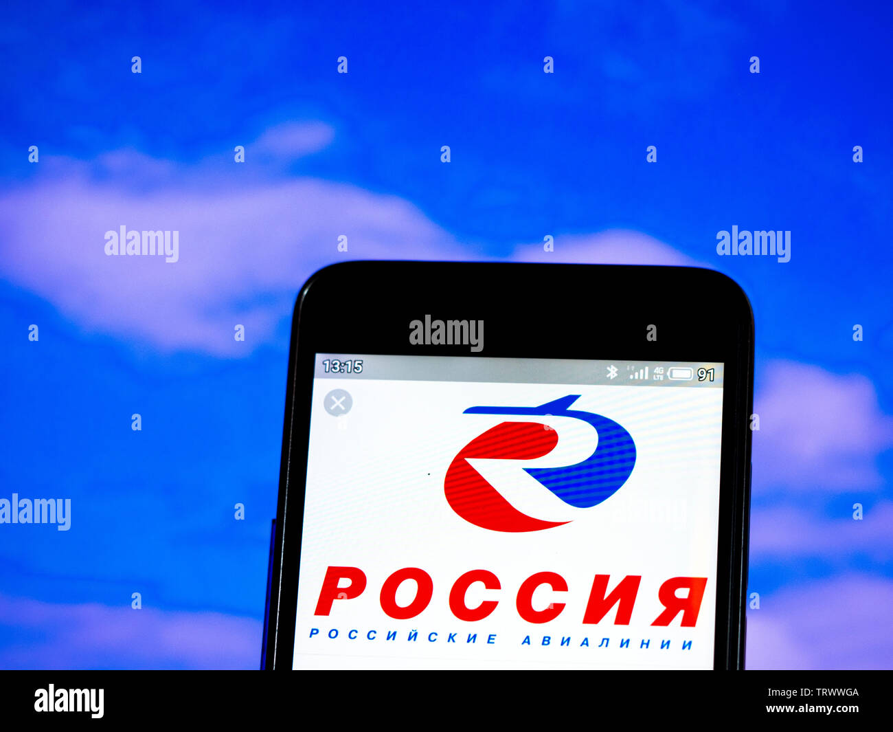 In this photo illustration the Rossiya Airlines logo is seen displayed ...