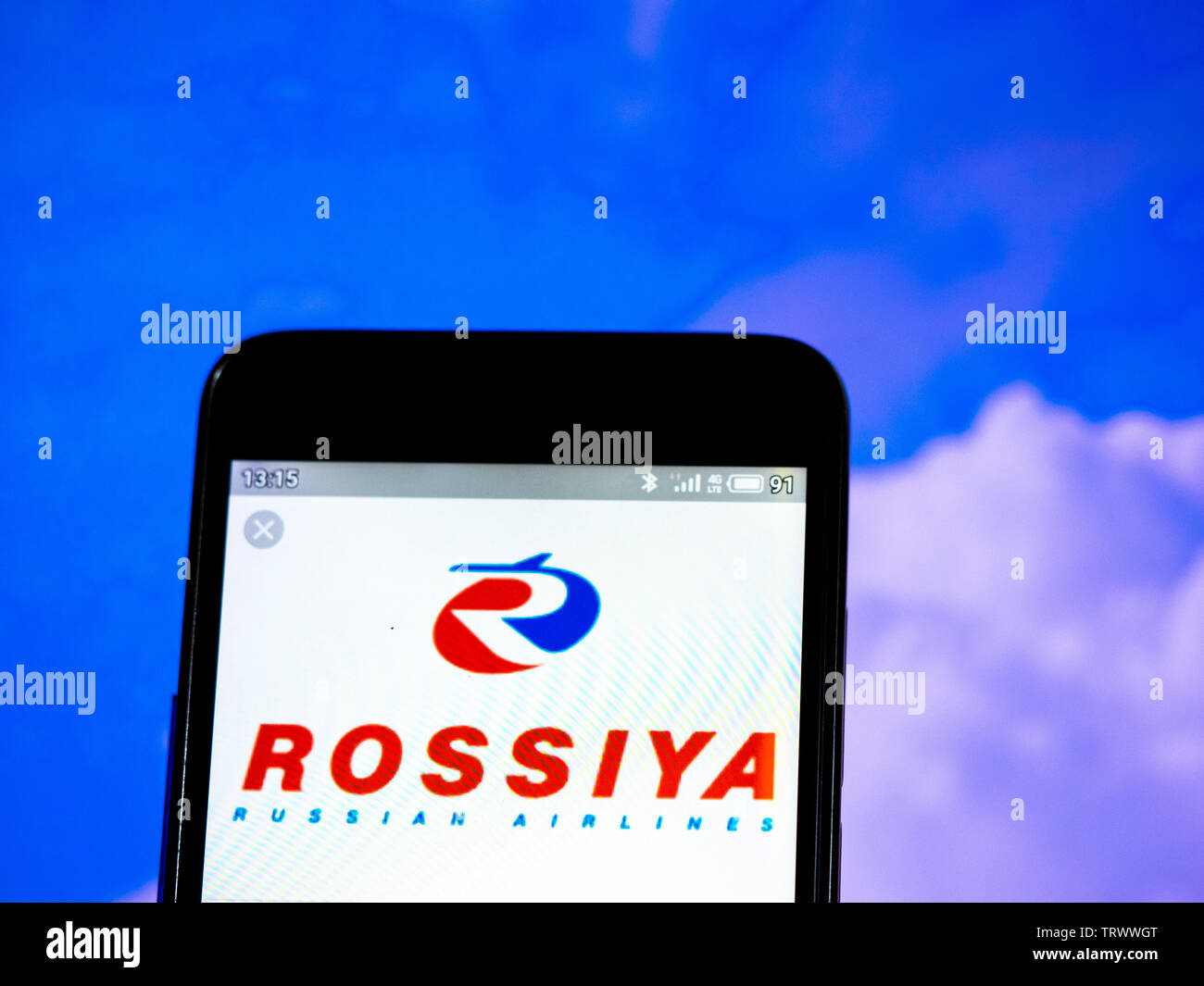 In this photo illustration the Rossiya Airlines logo is seen displayed ...