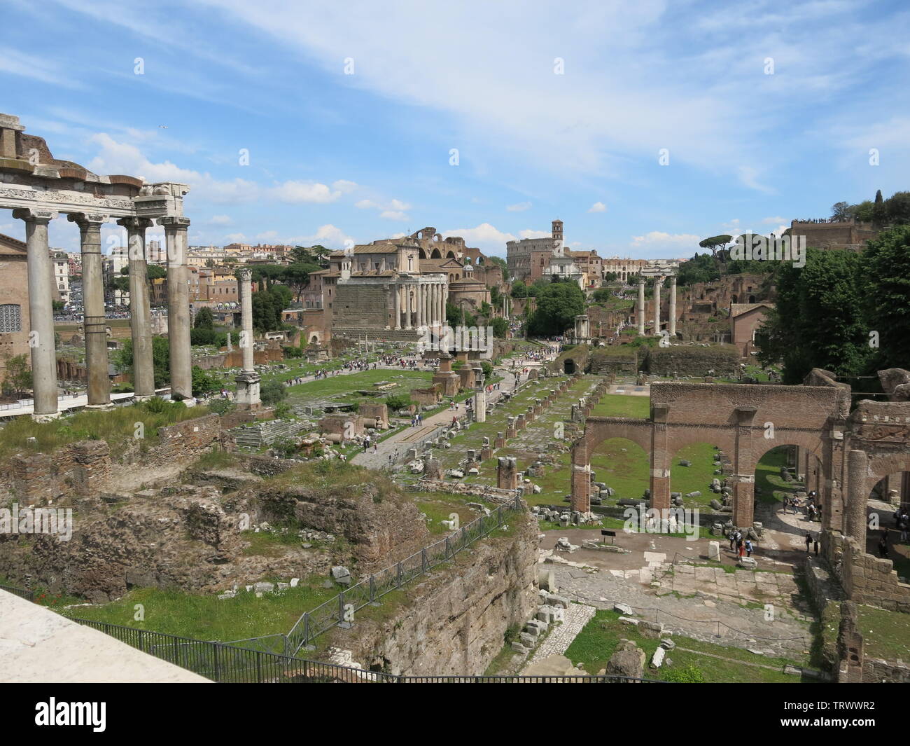 View overlooking the archaeological remains of temples and monumental ...