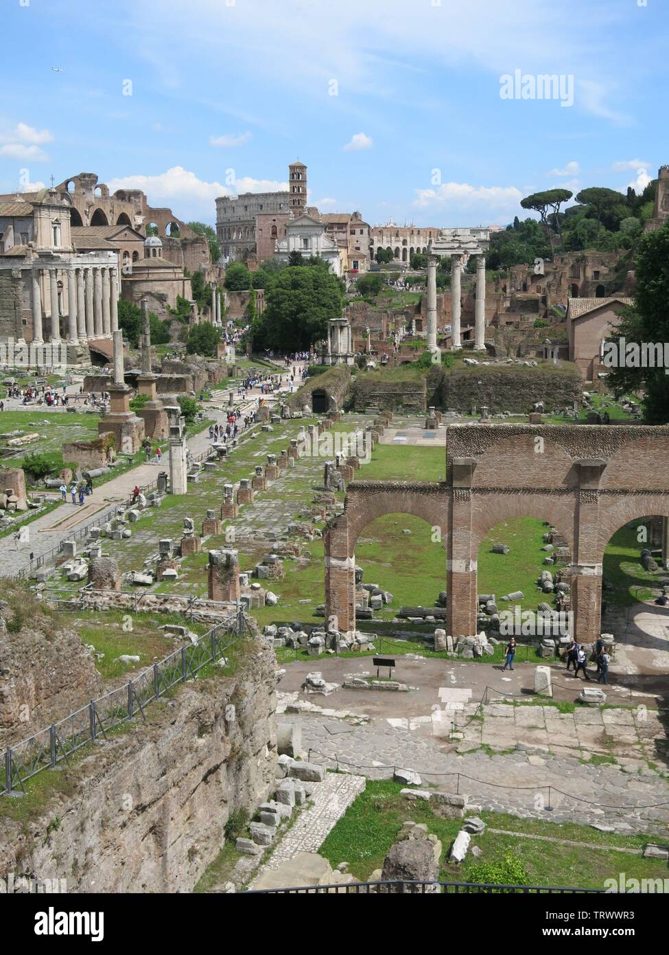 View overlooking the archaeological remains of temples and monumental ...