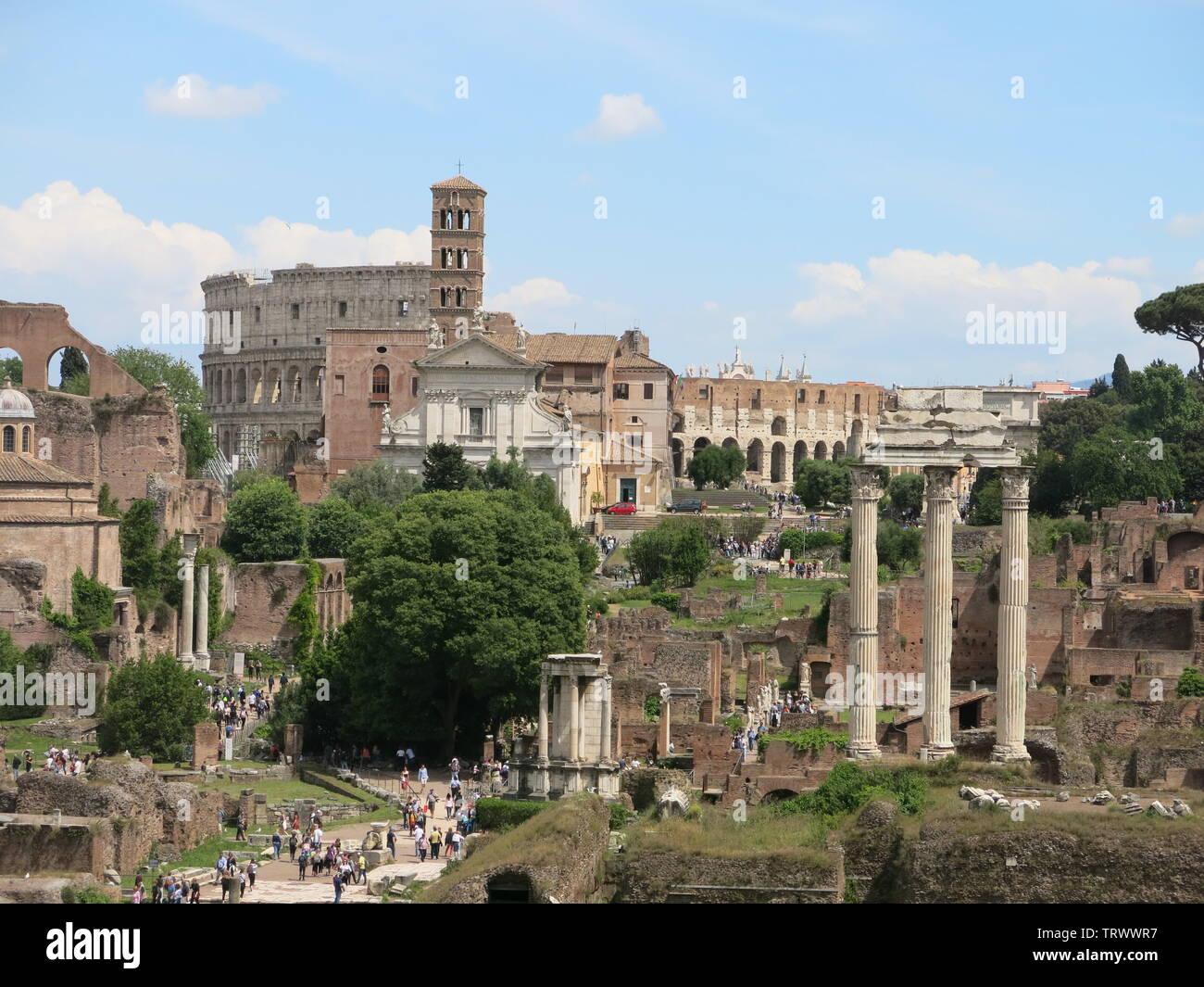View overlooking the archaeological remains of temples and monumental ...