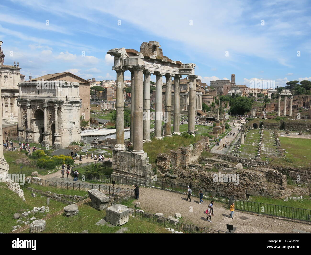 View overlooking the archaeological remains of temples and monumental ...