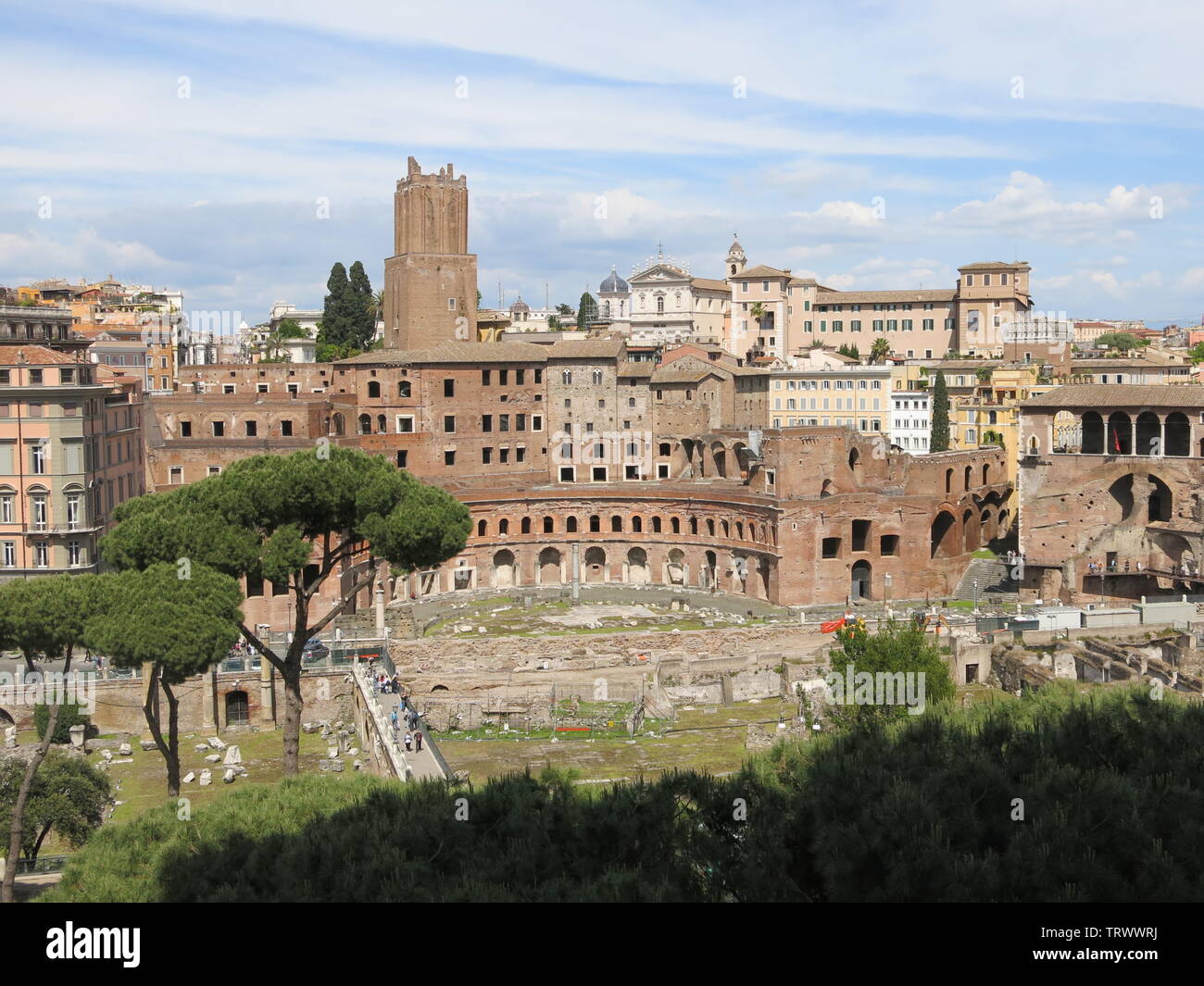 View from the Vittoriano towards the Trajan Market, Tower of the ...