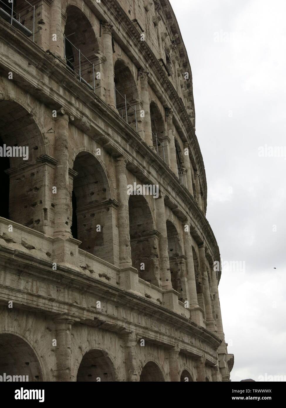 Exterior view of the Colosseum in central Rome, showing its elliptical ...