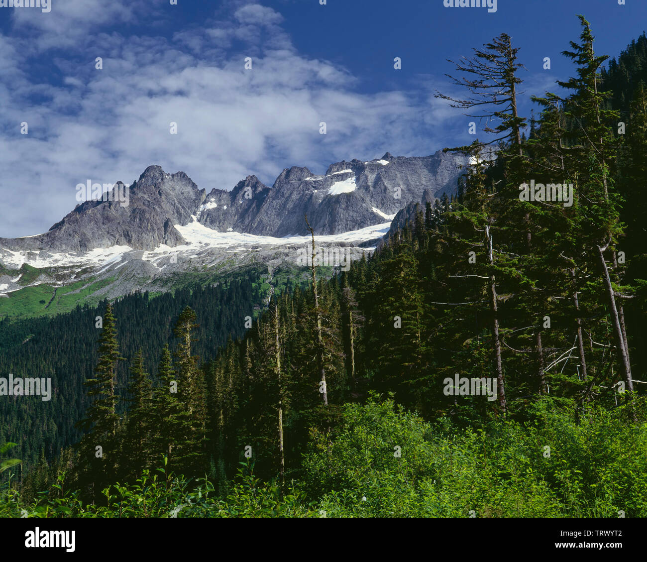 USA, Washington, North Cascades National Park, Mt. Torment (left) and ...