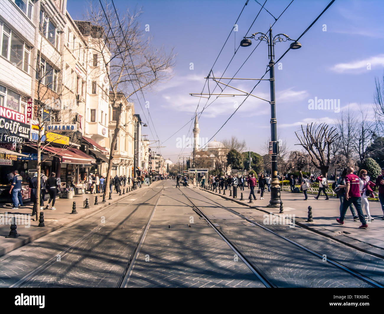 Street view in Sultanahmet district of Istanbul. Daily life in Istanbul ...