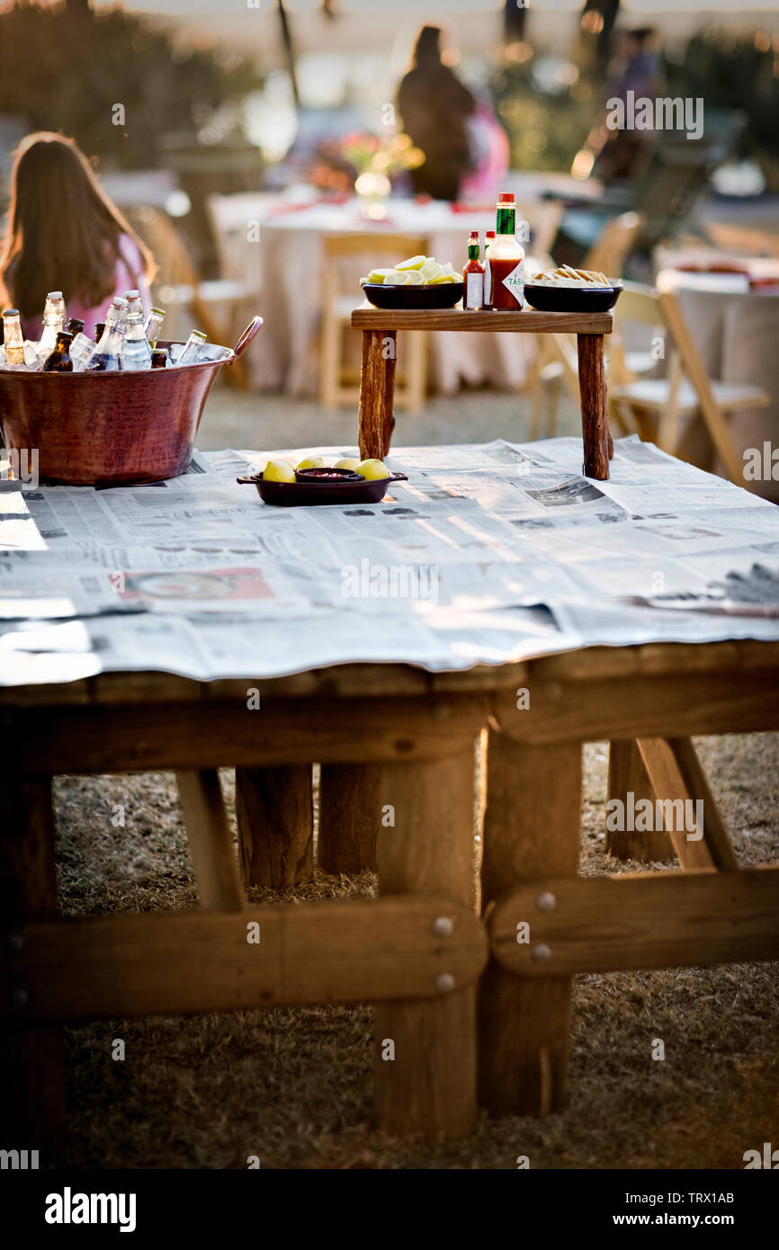 Table ready for food to be served Stock Photo - Alamy