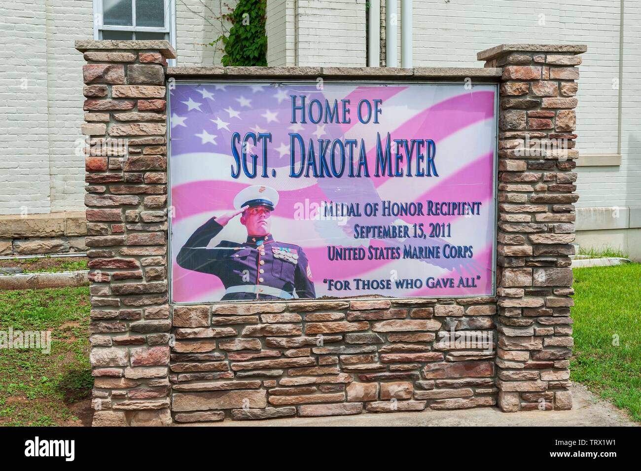 Dakota Meyer Medal of Honor recipient sign in Columbia Kentucky Stock ...
