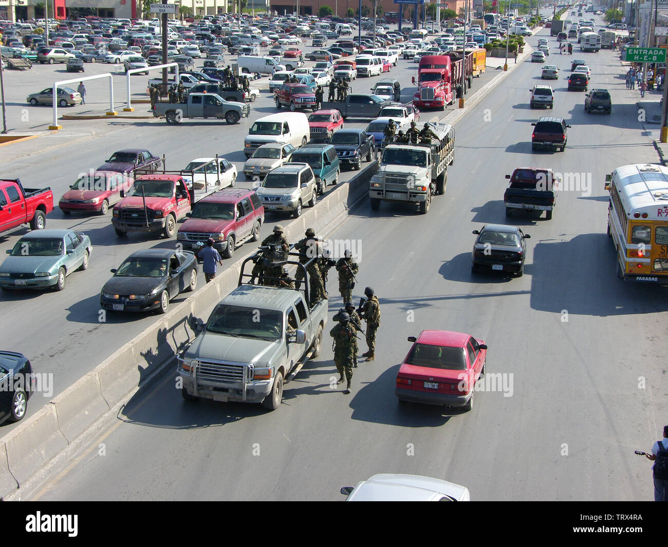 Matamoros, Tamaulipas, Mexico - September 30, 2010: Mexican Navy convoy ...