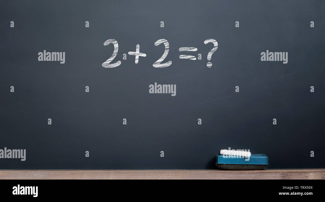 two plus two equal question mark Stock Photo - Alamy