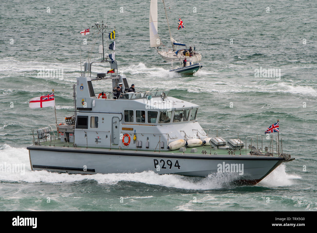 The Royal Navy Archer Class training vessel HMS Trumpeter (P294) seen ...