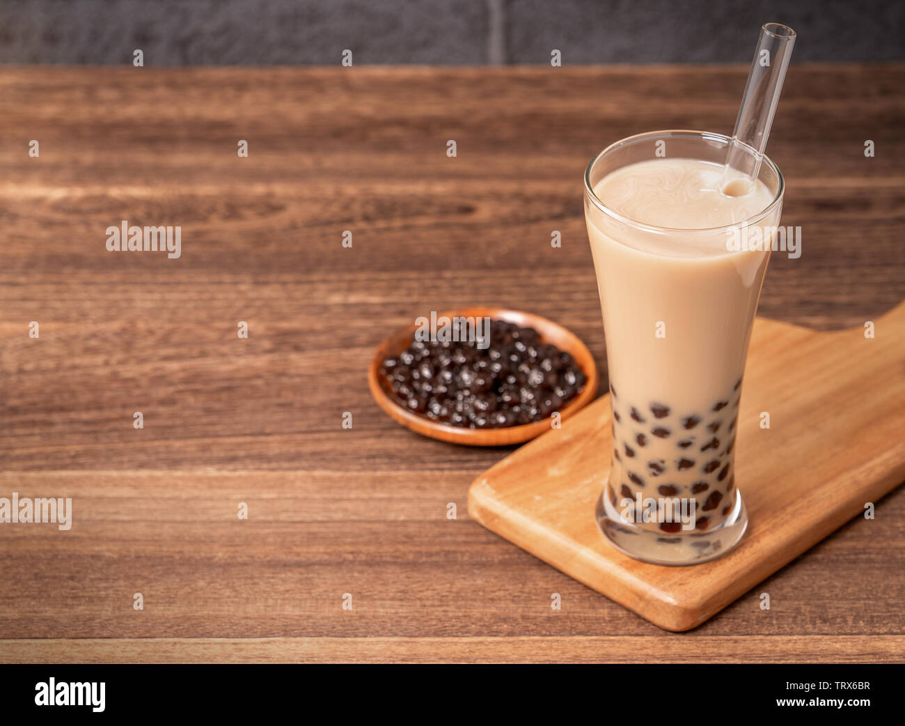 Popular Taiwan drink - Bubble milk tea with tapioca pearl ball in ...