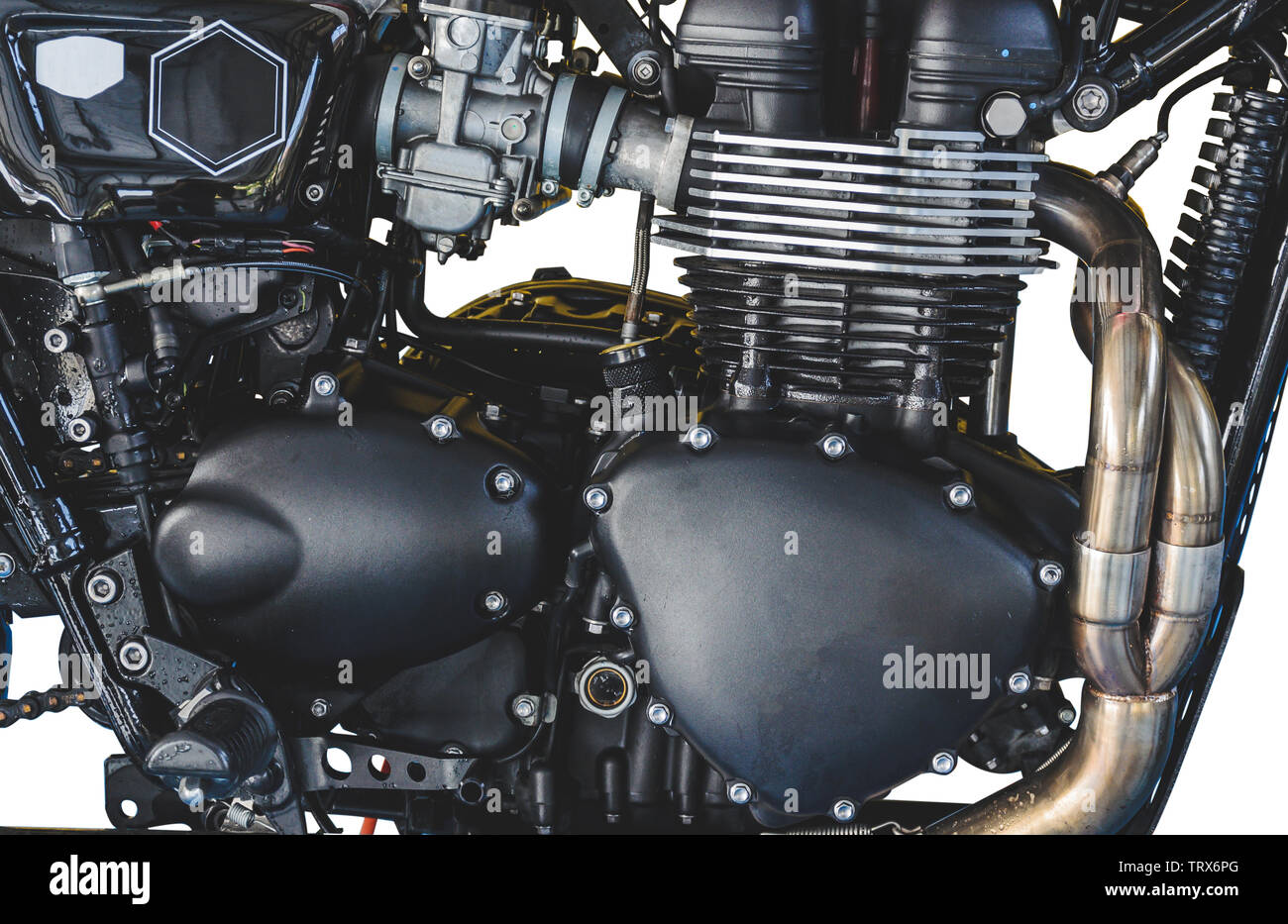 Motorcycle engine on a white background Stock Photo - Alamy