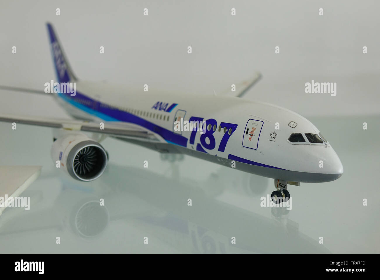 Osaka, Japan - Apr 18, 2019. Toy model airplane (ANA Boeing 787 ...