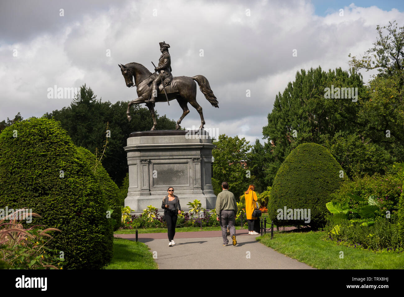 George Washington riding a horse statue Boston Public garden MA Stock ...