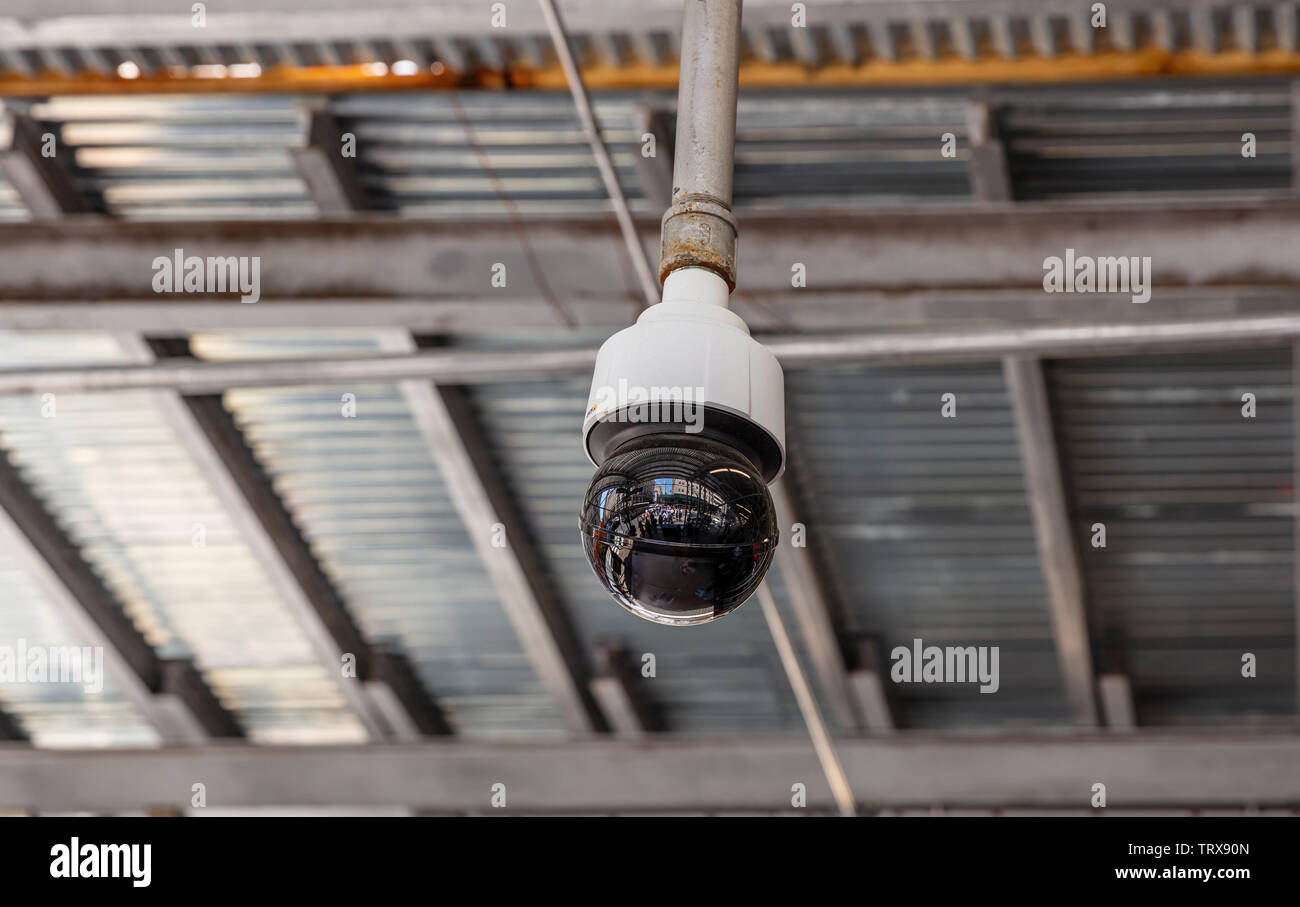 CCTV Security system. Surveillance Camera on the roof outdoors, metal ...