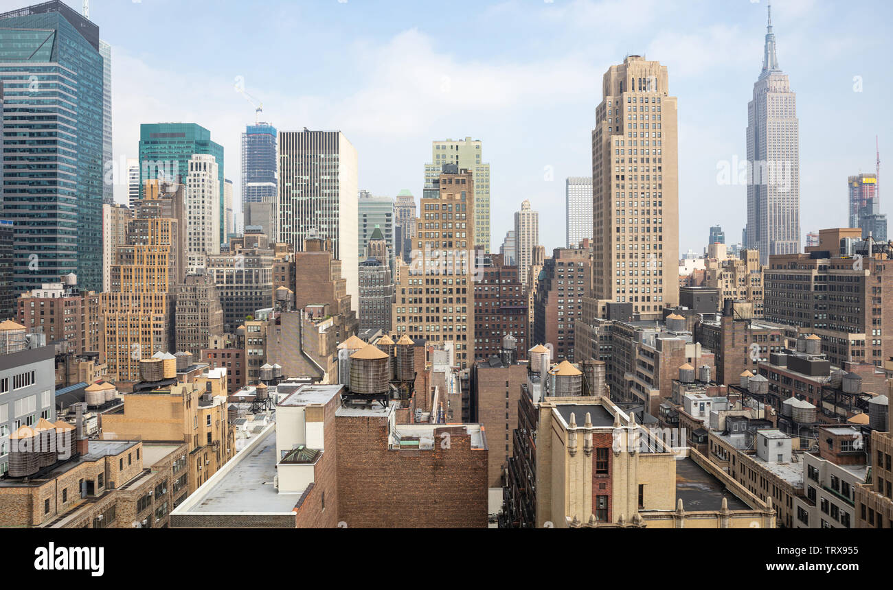 New York city skyline. Aerial view of Manhattan skyscrapers and Empire ...
