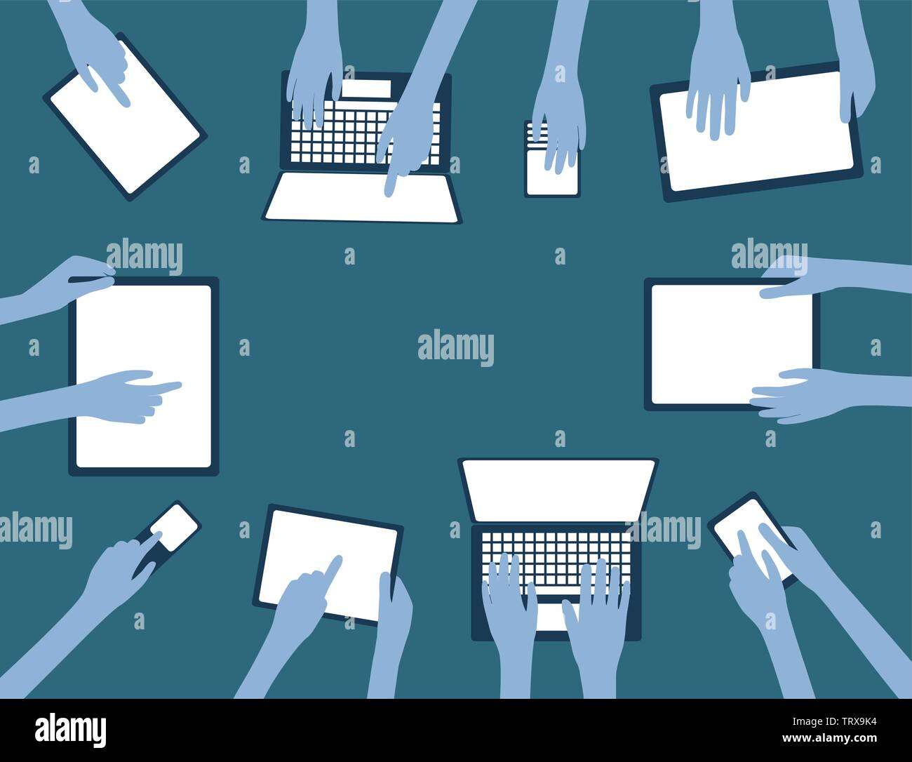 BYOD Concept Bring Your own Device children hands working on computers ...