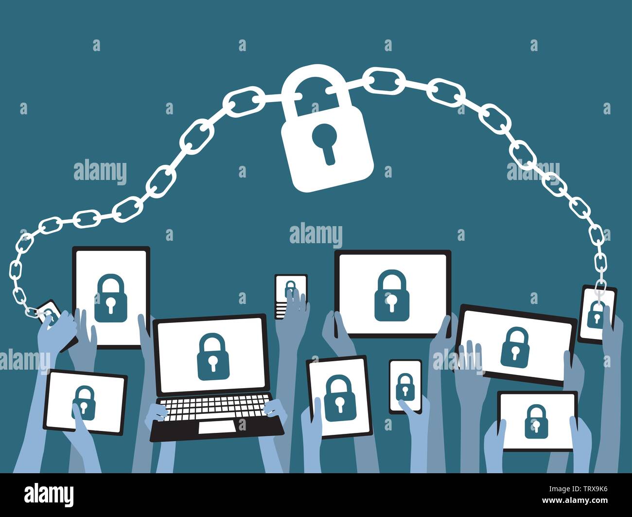 BYOD Concept Bring Your own Device Security - children hands holding ...