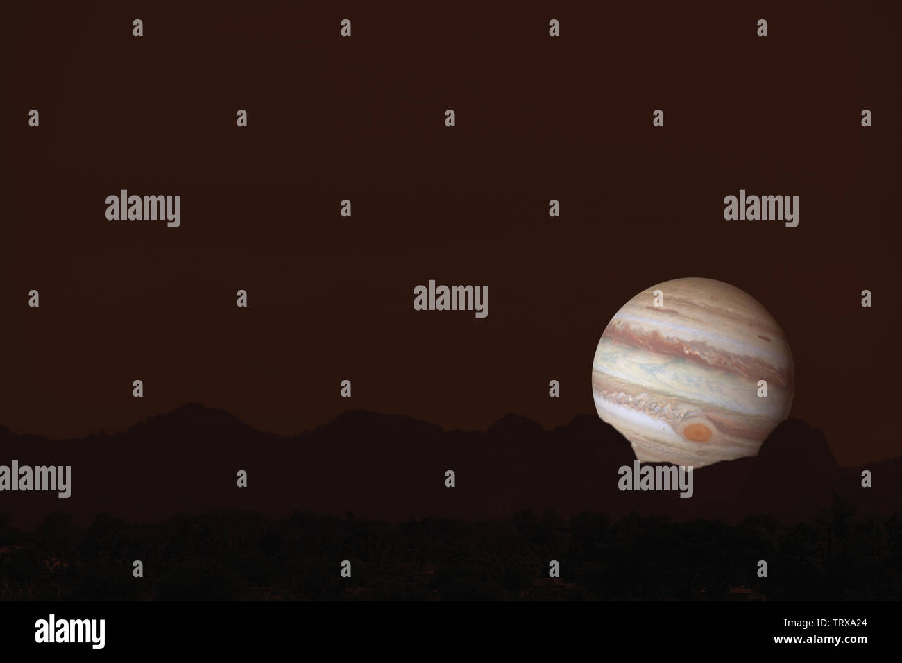 Jupiter silhouette mountain on cloud and night sky, Elements of this ...