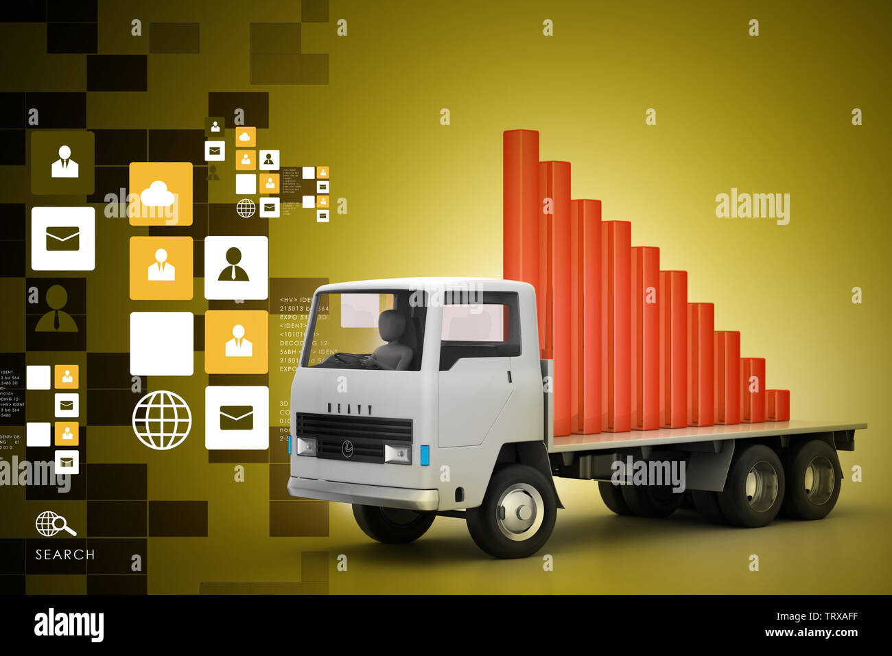 Transportation of business graph in truck Stock Photo - Alamy