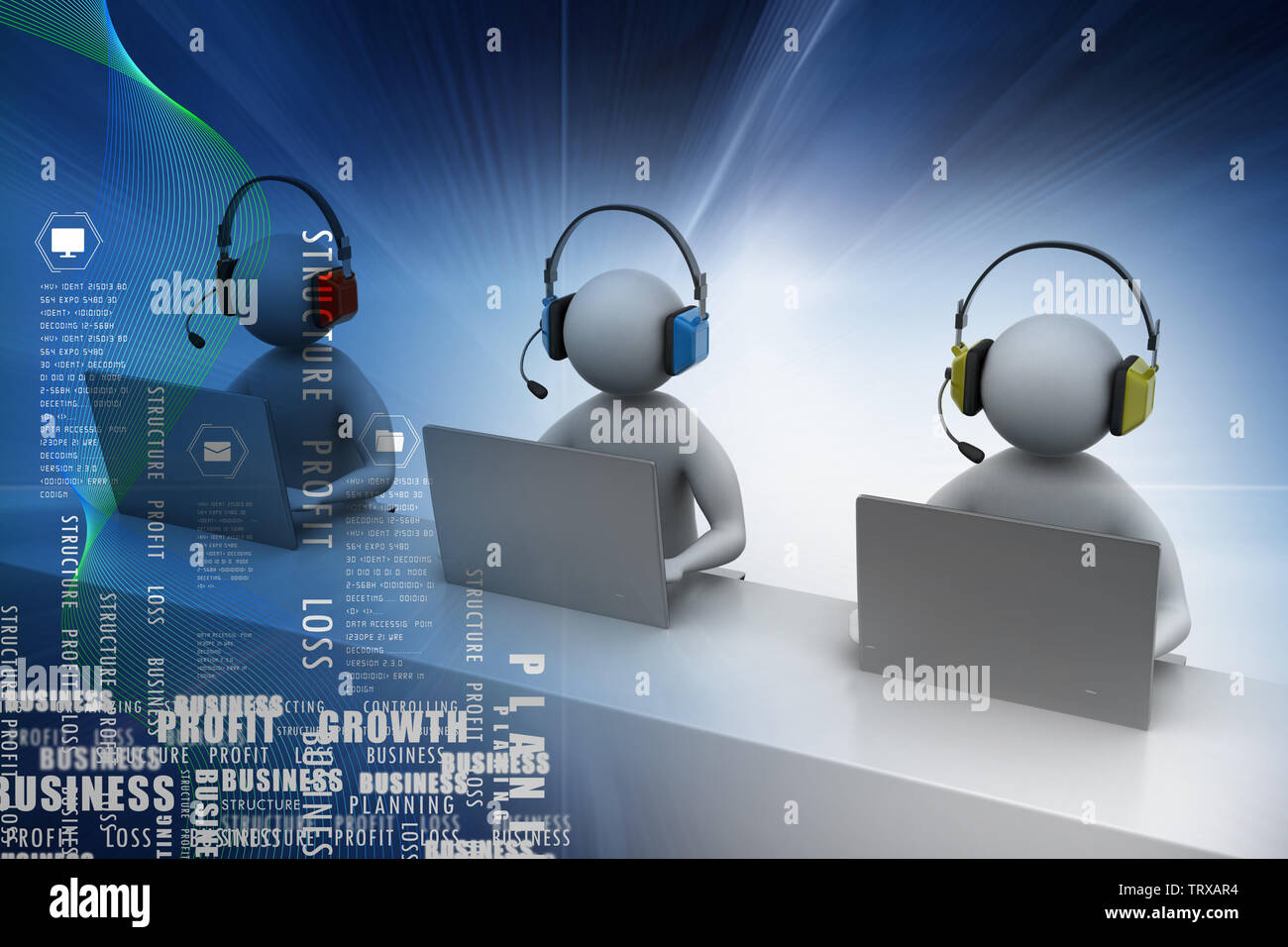 3D man with headset talking over the phone Stock Photo - Alamy