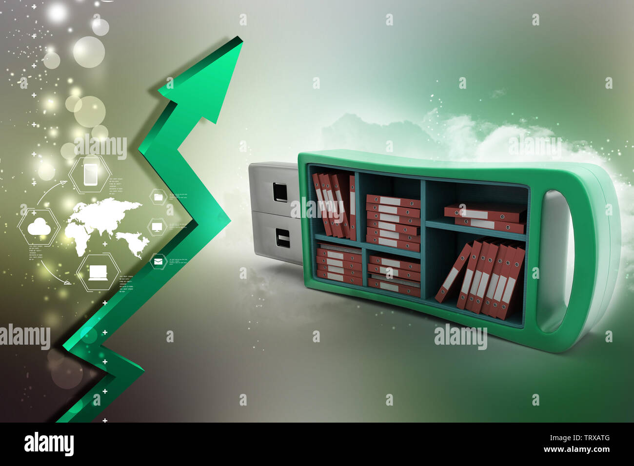 Usb drive with file folder Stock Photo - Alamy