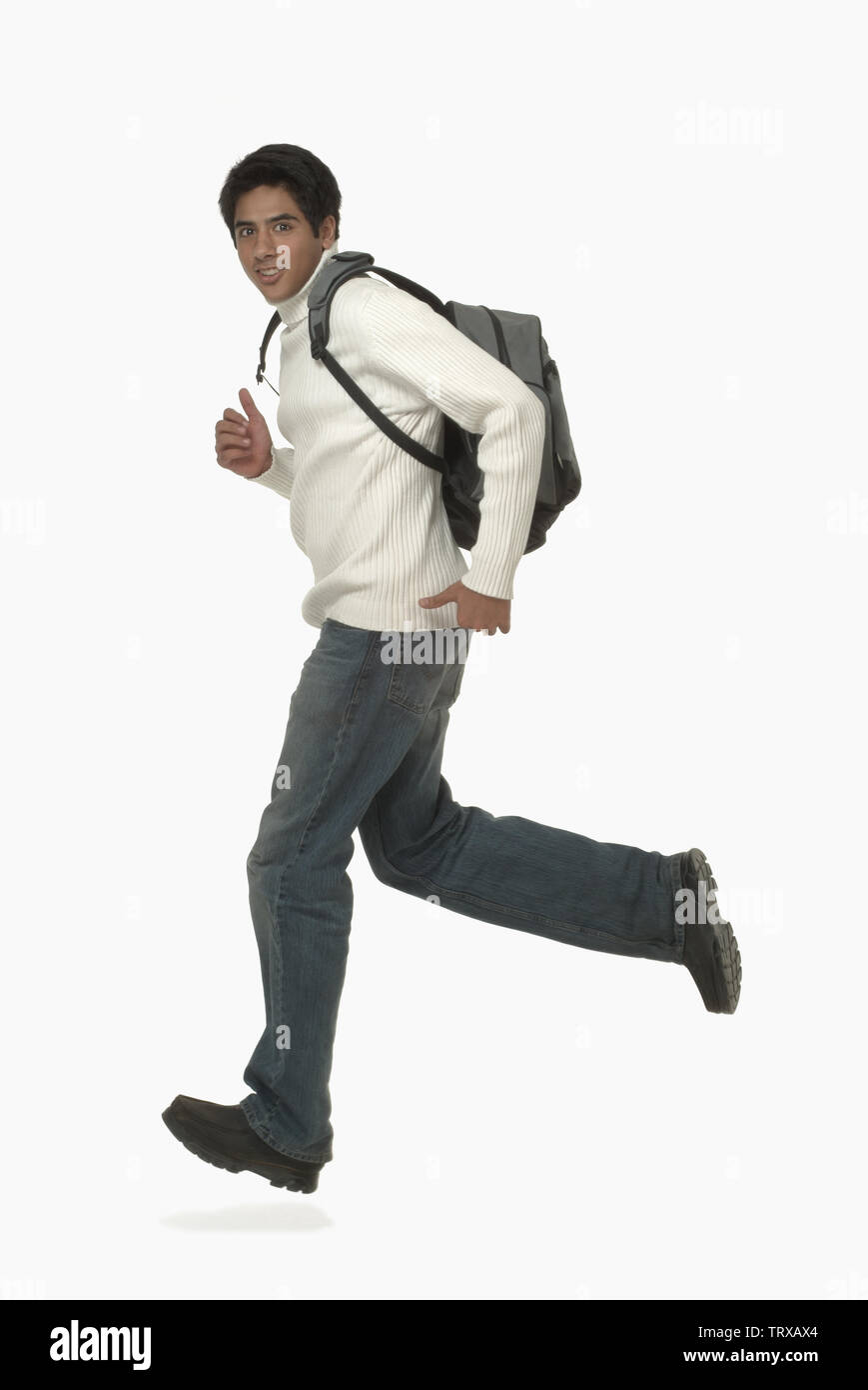 College student running Stock Photo - Alamy