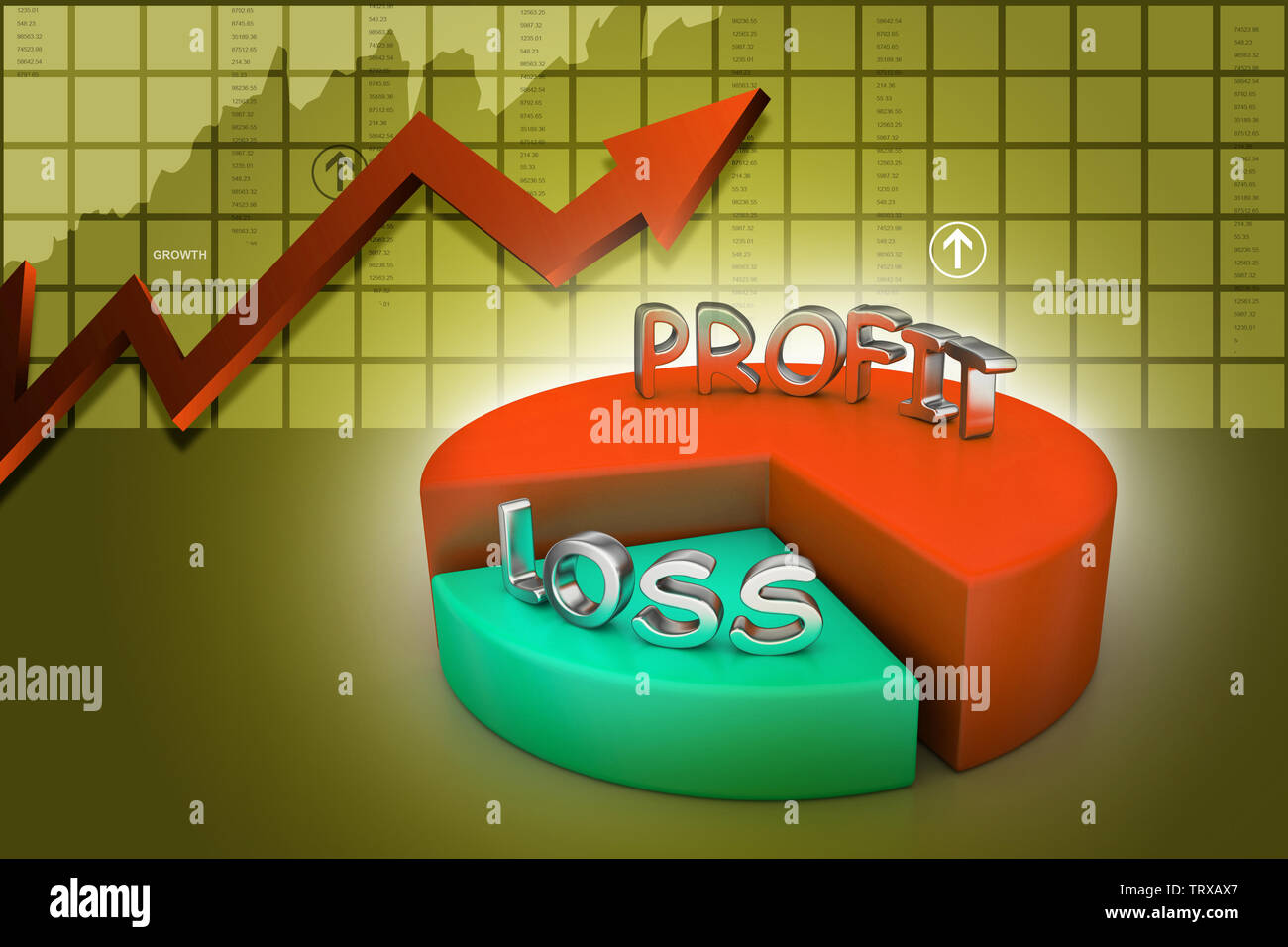 profit and losses pie chart Stock Photo - Alamy