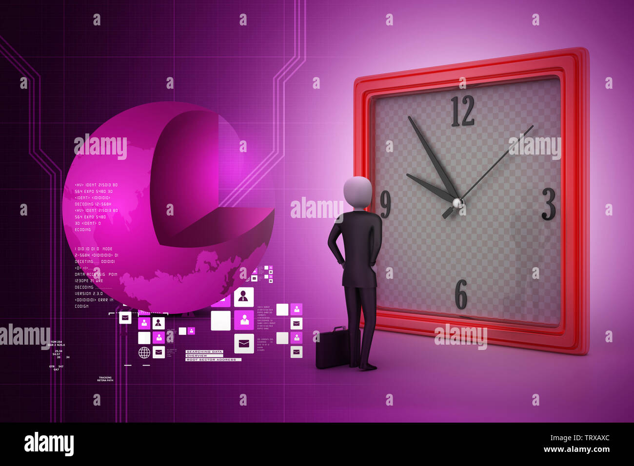 3d man watching the clock Stock Photo - Alamy