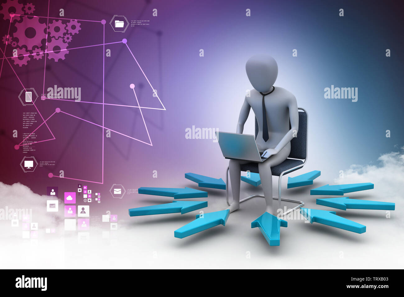 3d man working on laptop Stock Photo - Alamy