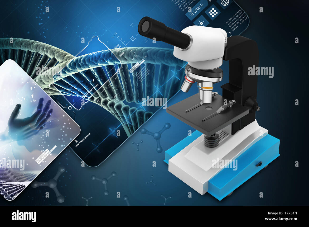 microscope on abstract background Stock Photo - Alamy