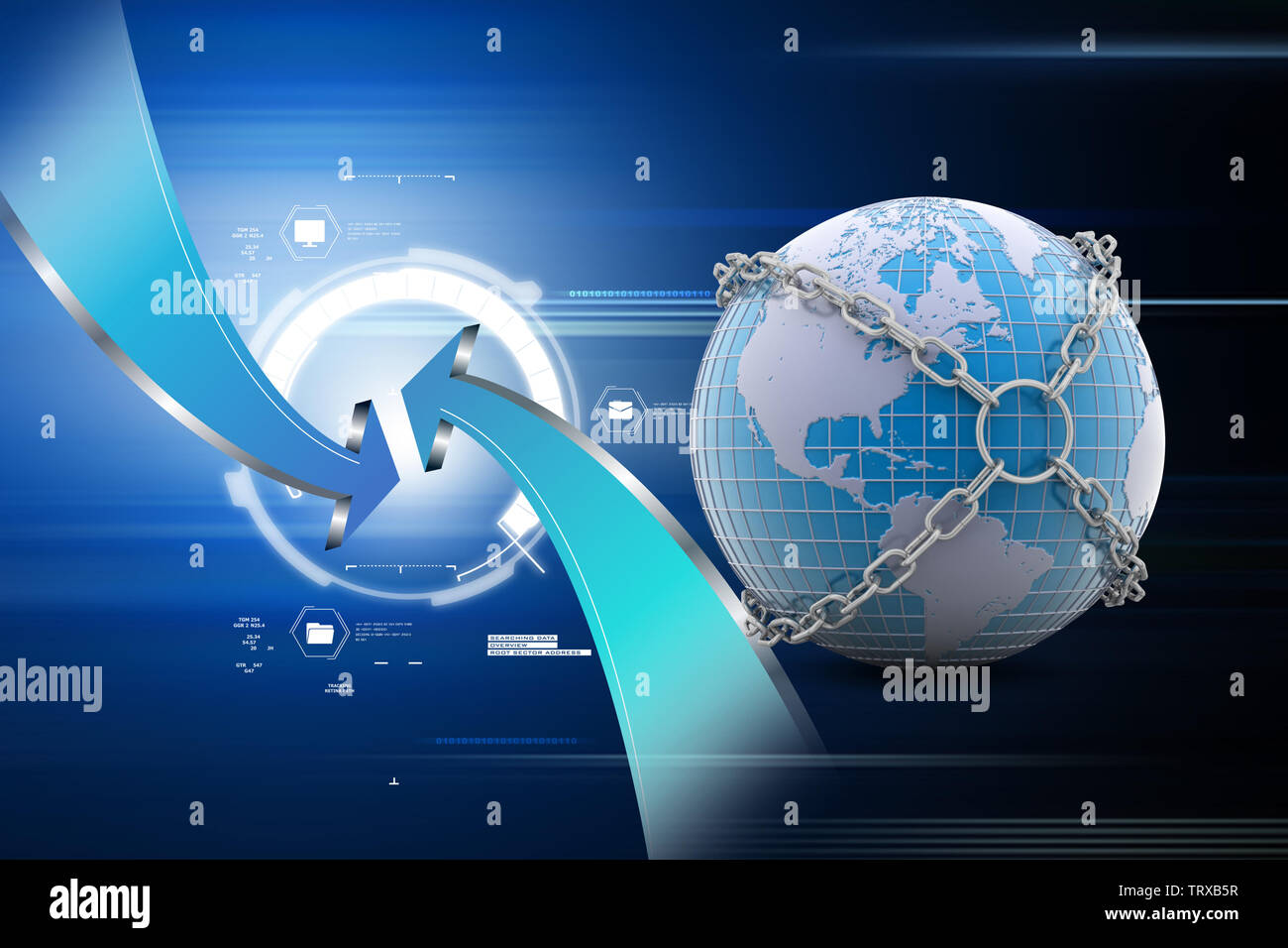 Earth globe close in chain Stock Photo - Alamy