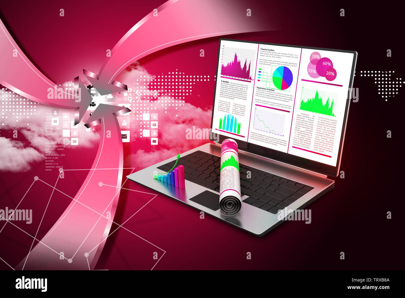 Laptop showing a financial report Stock Photo - Alamy