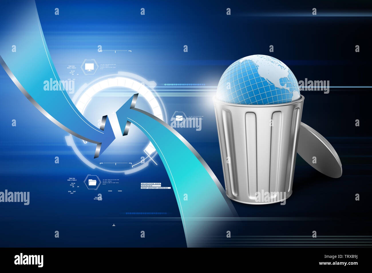 Globe in trash bin Stock Photo - Alamy