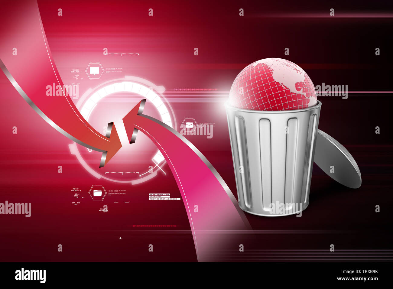 Globe in trash bin Stock Photo - Alamy