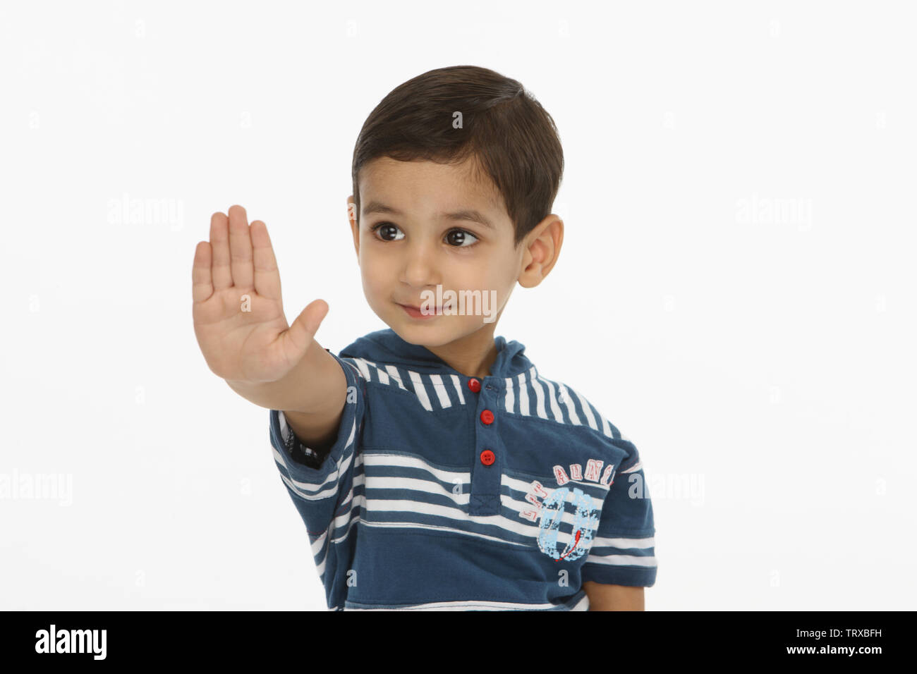 Boy making stop gesture Stock Photo - Alamy Boy making stop gesture Stock Photo - Alamy